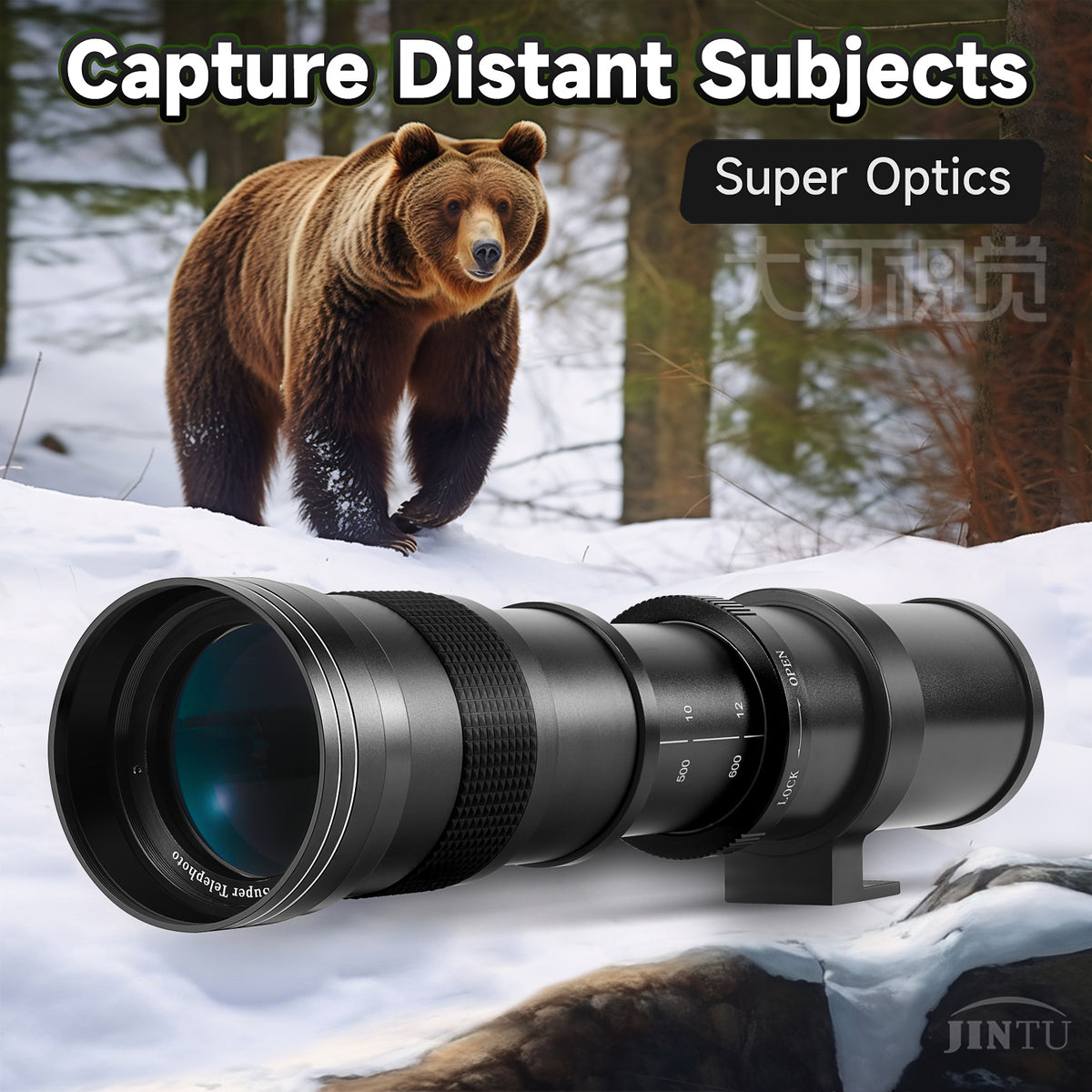 JINTU 420-800mm F/8.3 Manual Camera Lens Telephoto Zoom Lenses for Can ...